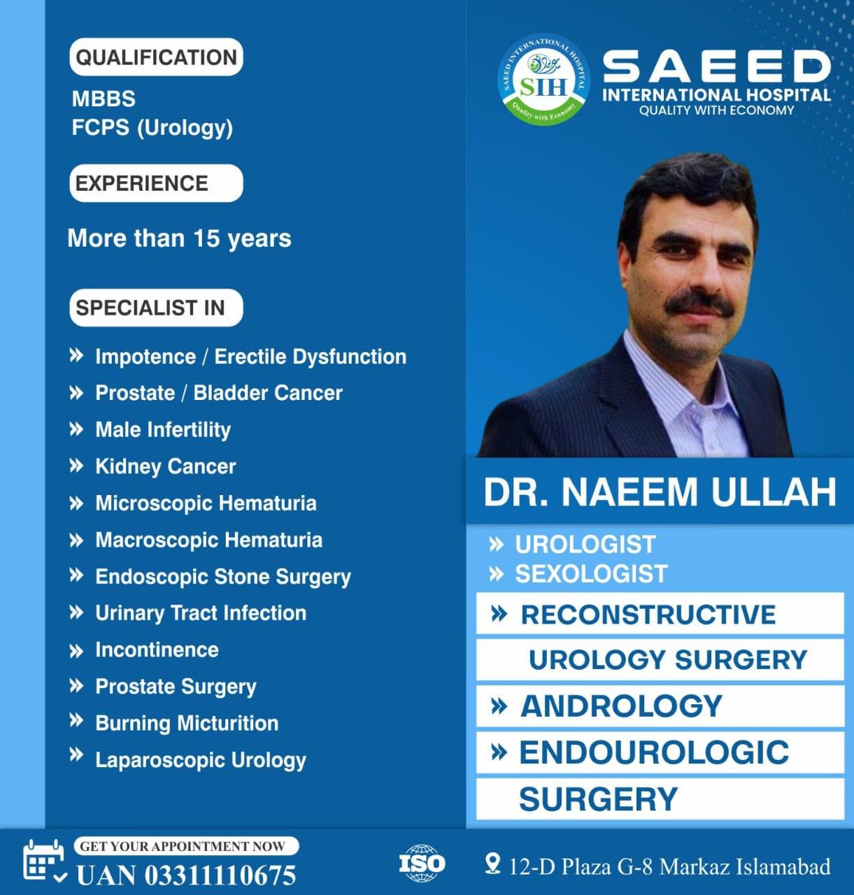 Dr. Naeem Ullah - Urologist and Sexologist - Saeed International Hospital